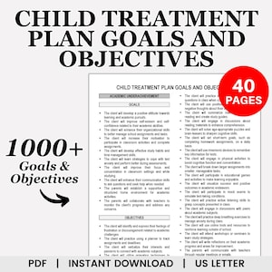 Child Treatment Plan Goals and Objectives, Therapy Goals, Child Therapy ...