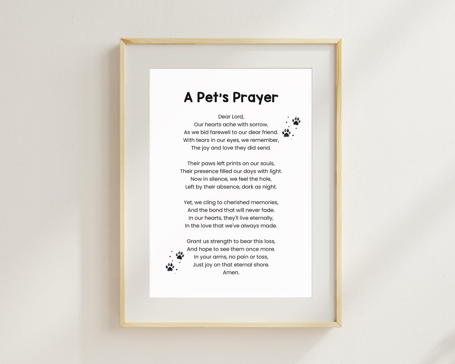 A Pet's Prayer Wall Art, Pet Loss Gift, Pet Memorial Gift, Pet Sympathy ...