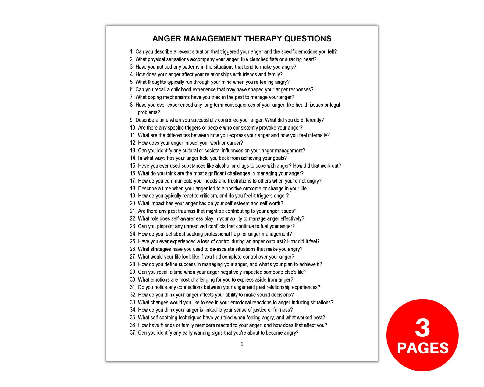 Anger Management Therapy Questions, Therapy Questions, Counseling ...