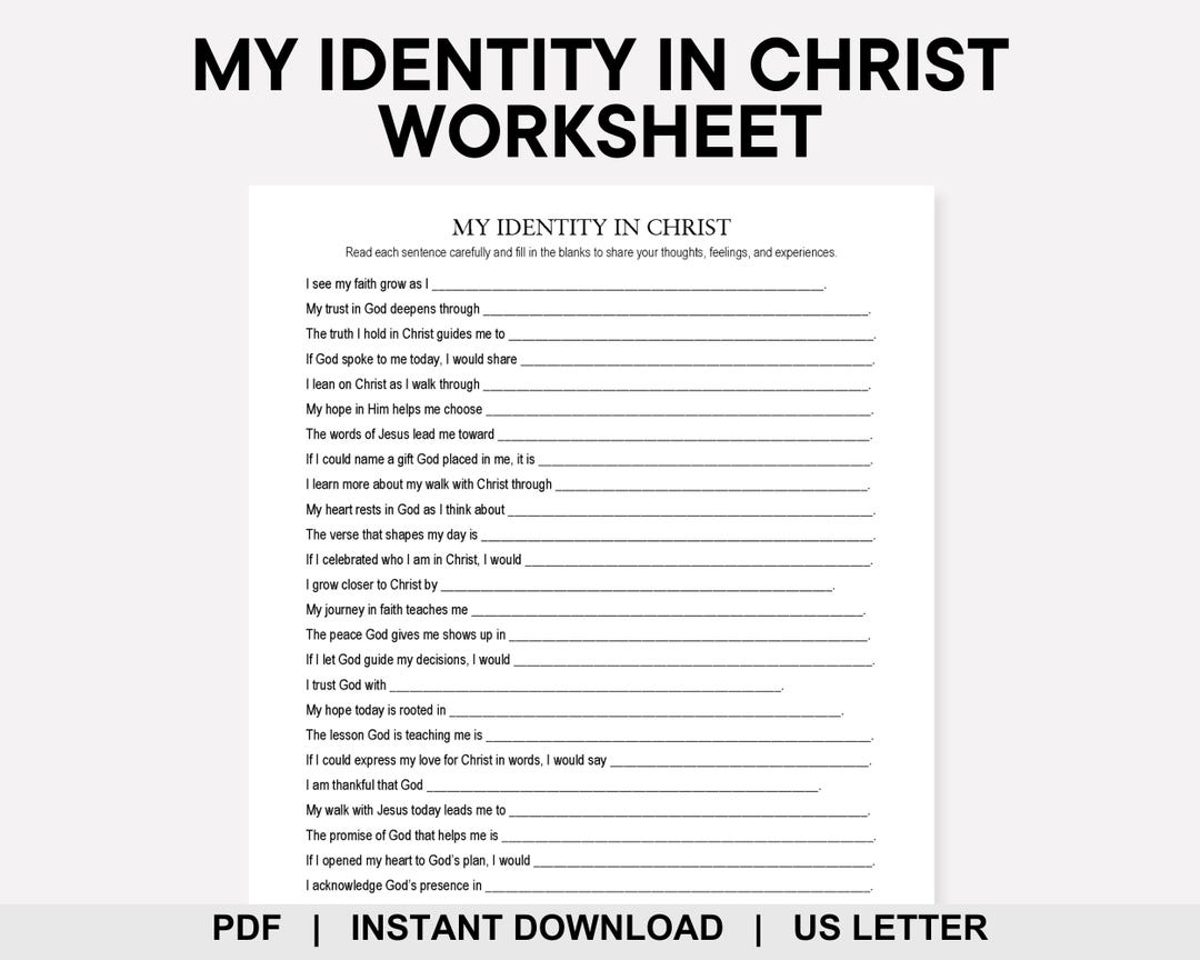 My Identity in Christ Worksheet, Biblical Counseling, Christian Therapy ...
