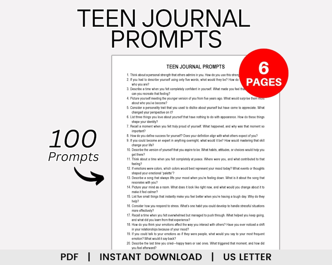 Teen Journal Prompts, Journal Prompts for Teens, Teens Writing Prompts ...