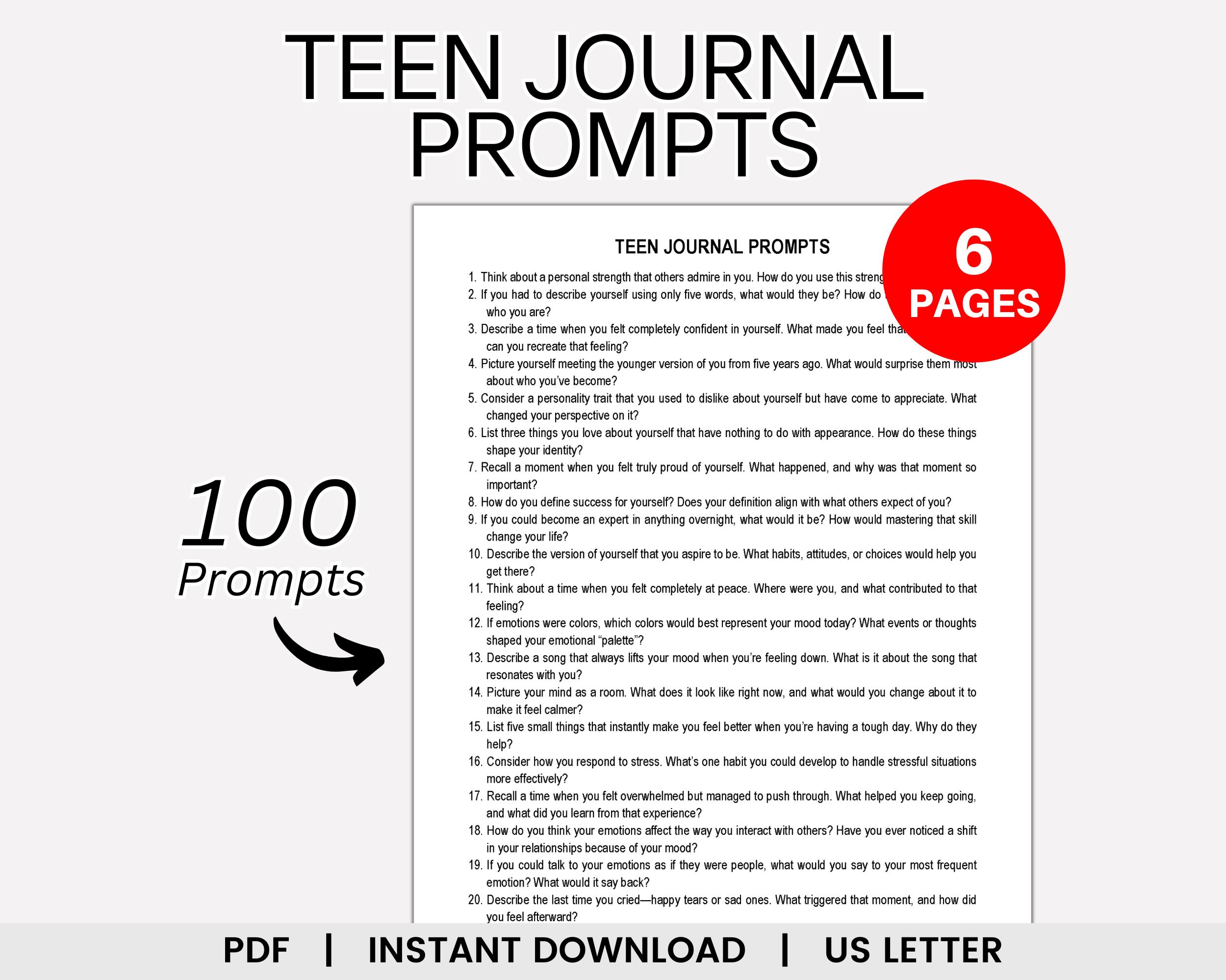 Teen Journal Prompts, Journal Prompts for Teens, Teens Writing Prompts ...