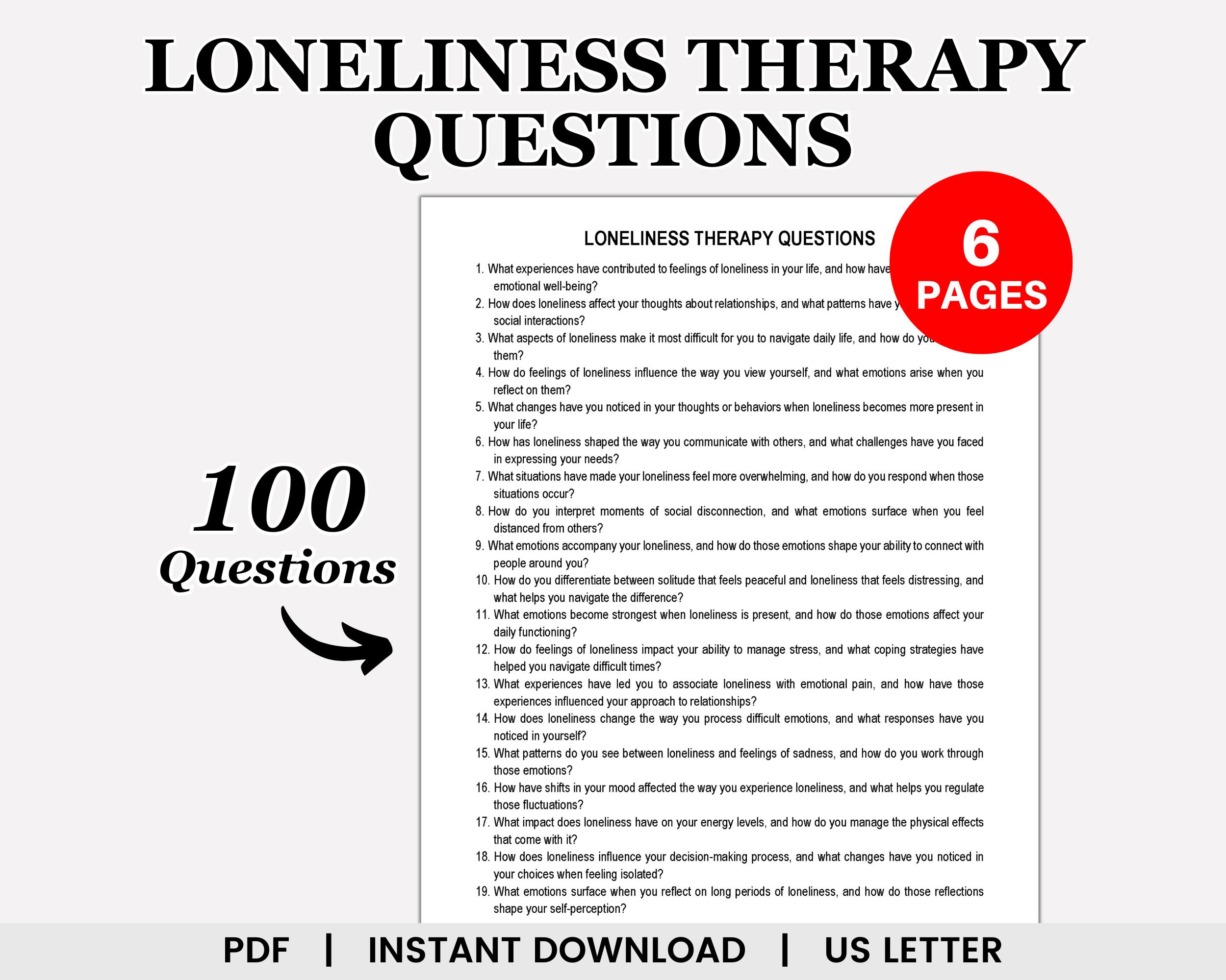 Loneliness Therapy Questions, Codependency Therapy, Social Isolation ...