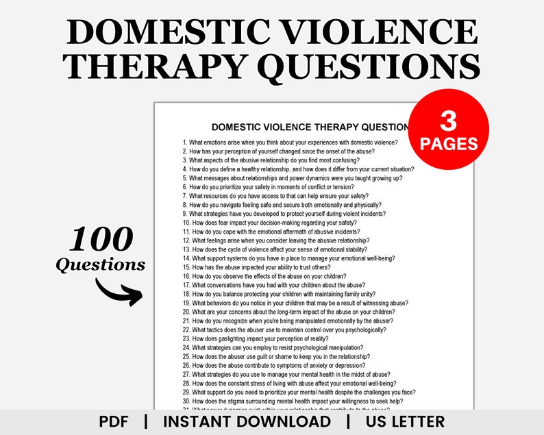Domestic Violence Therapy Questions, Domestic Abuse Questions, Couples ...