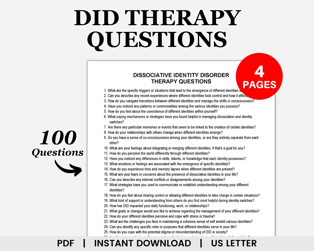 Dissociative Identity Disorder Therapy Questions, DID Therapy ...
