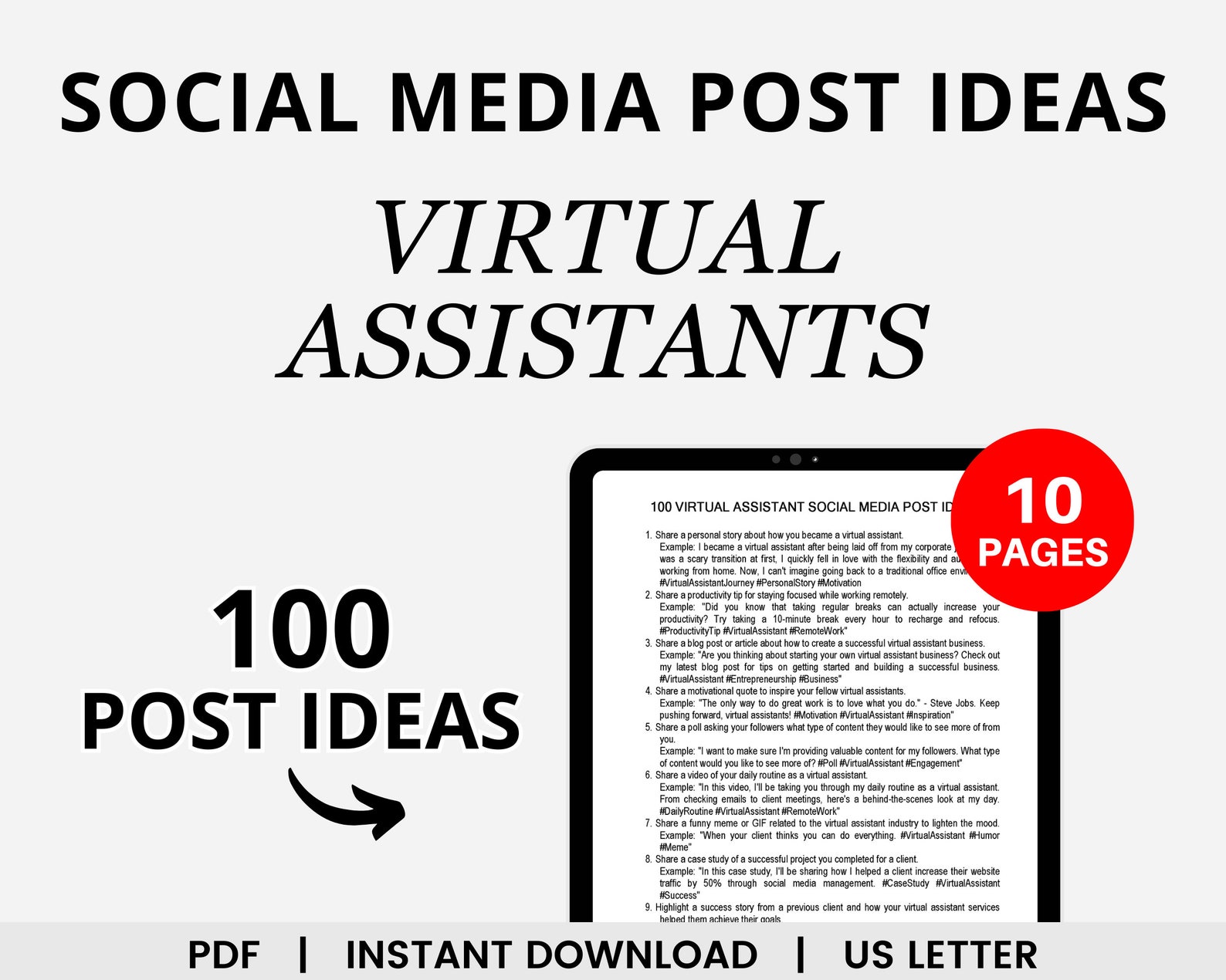 Virtual Assistant Social Media Post Ideas, Virtual Assistant Templates ...