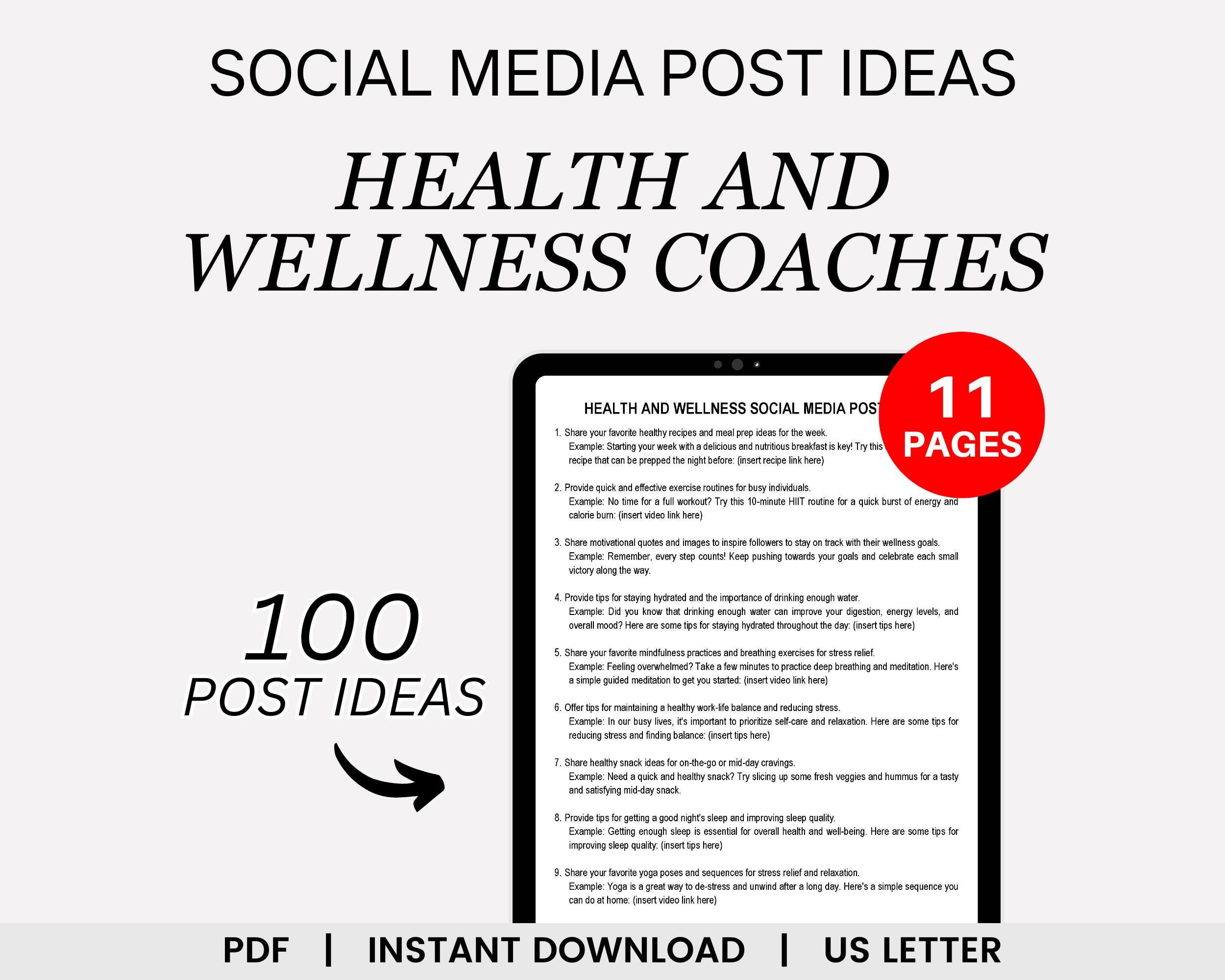 Health and Wellness Social Media Post Ideas, Health and Wellness ...
