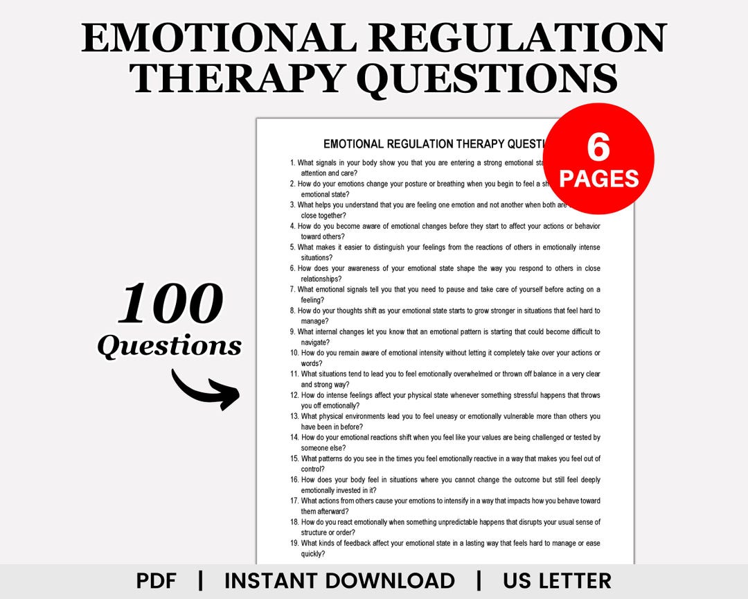 Emotional Regulation Therapy Questions, Self Regulation, Self Awareness ...