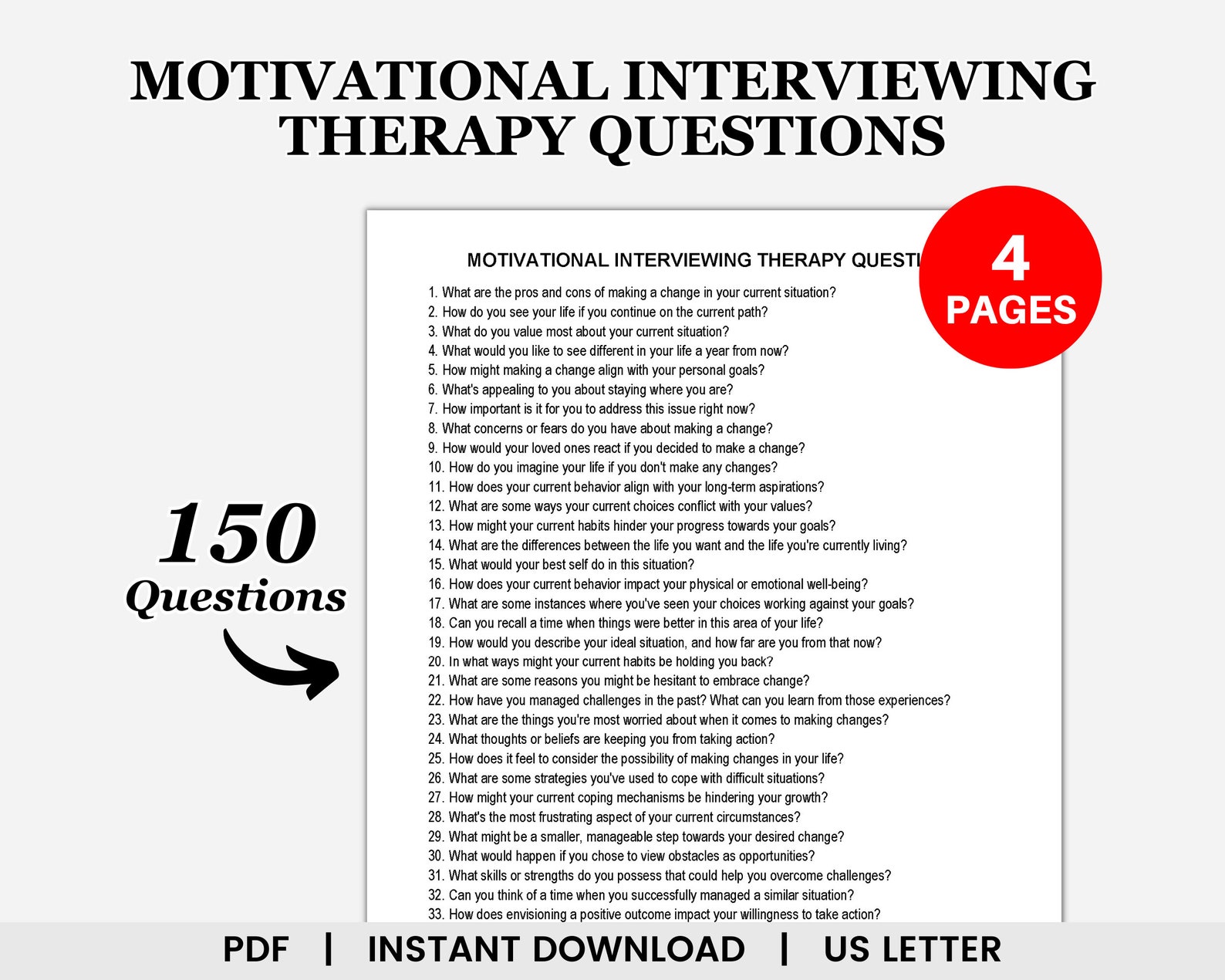 Motivational Interviewing Therapy Questions, Counseling Questions ...