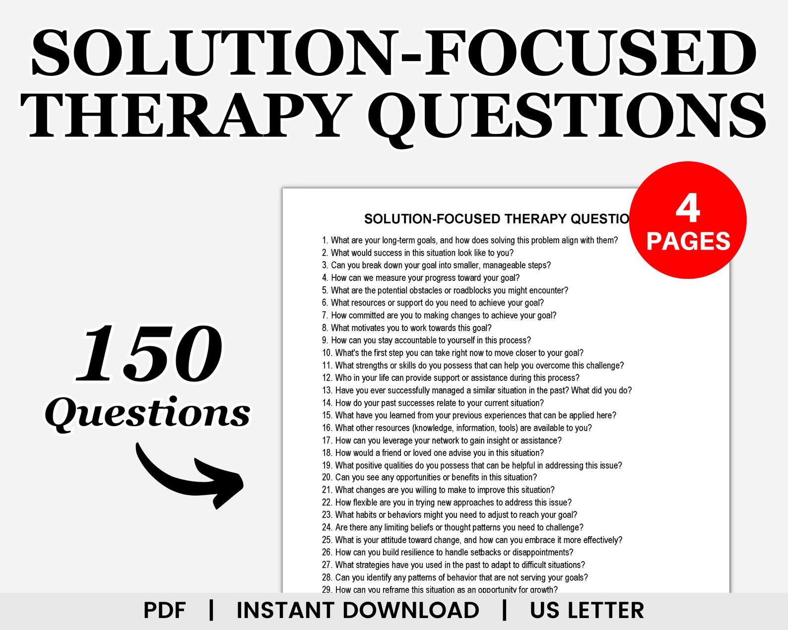 Solution Focused Therapy Questions, Counseling Questions, Therapy ...