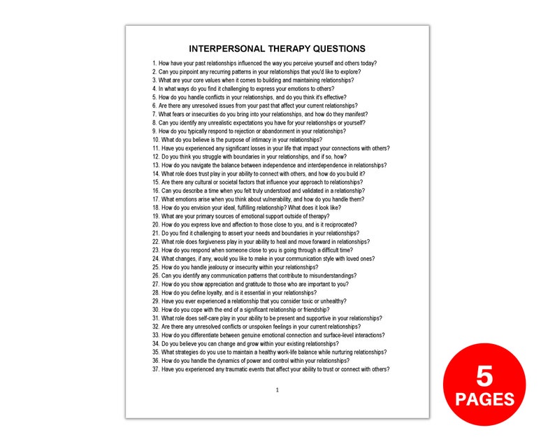 Interpersonal Therapy Questions, IPT Therapy, Counseling Questions ...