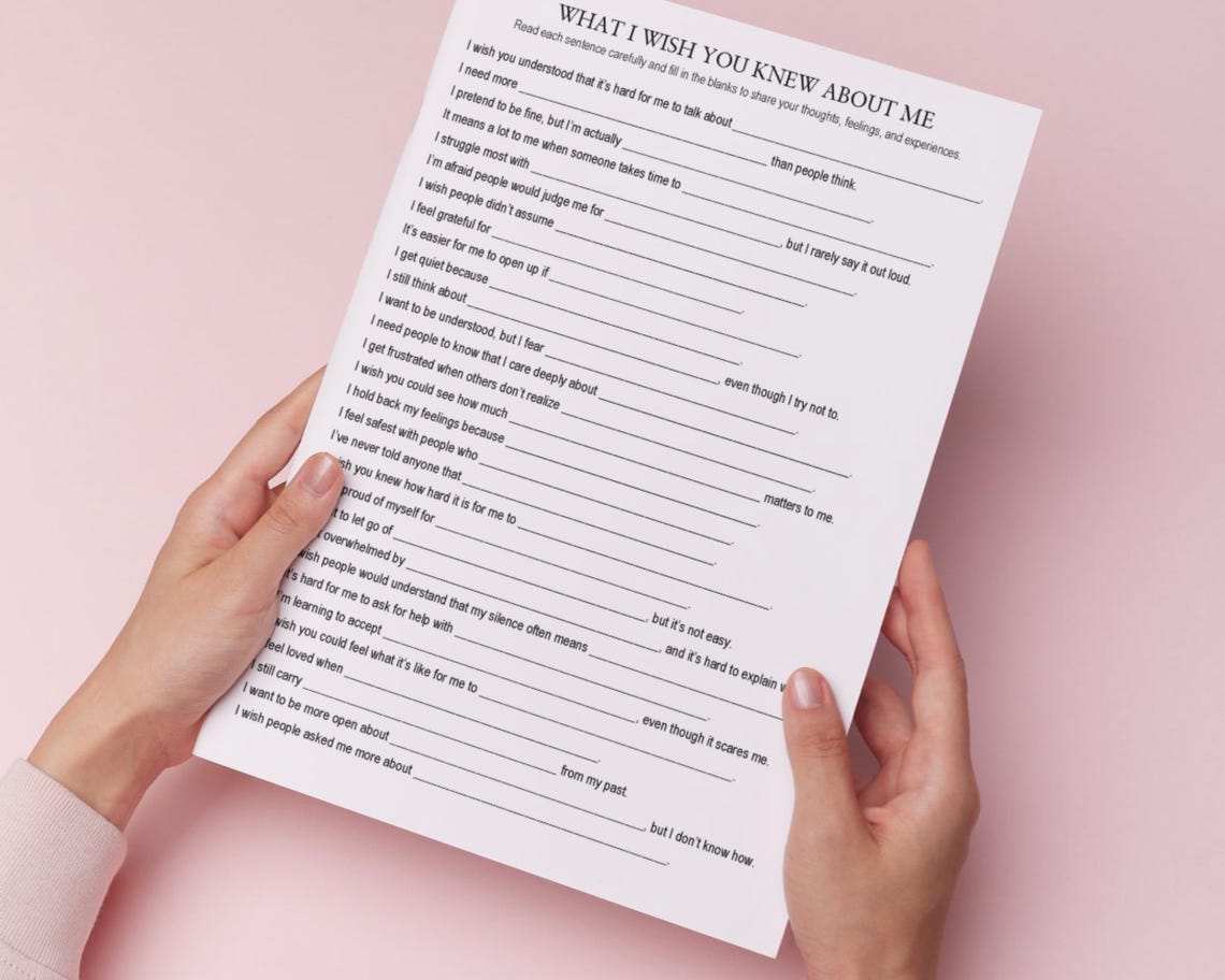 What I Wish You Knew About Me Worksheet, Self Reflection, Self ...