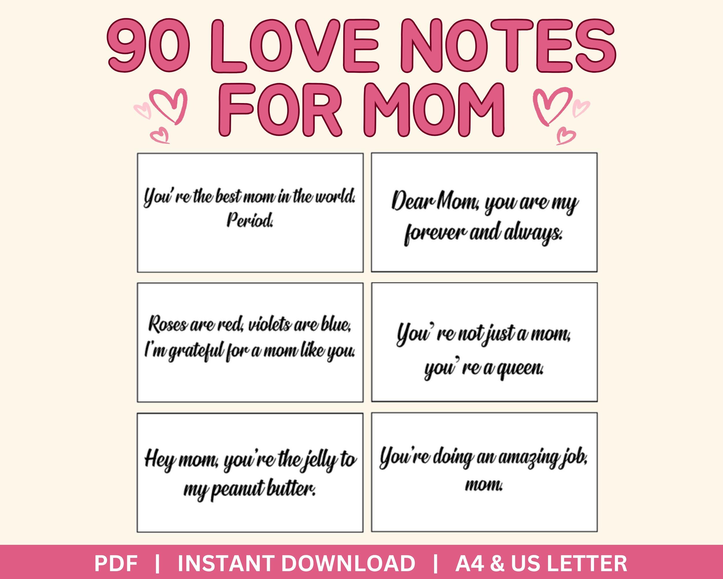 Love Notes for Mom, Love Quotes for Mom, Birthday Gift for Mom, Mother ...