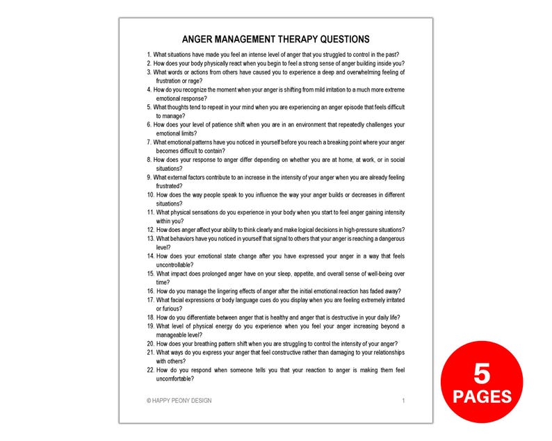 Anger Management Therapy Questions, Anger Therapy, Anger Questions ...