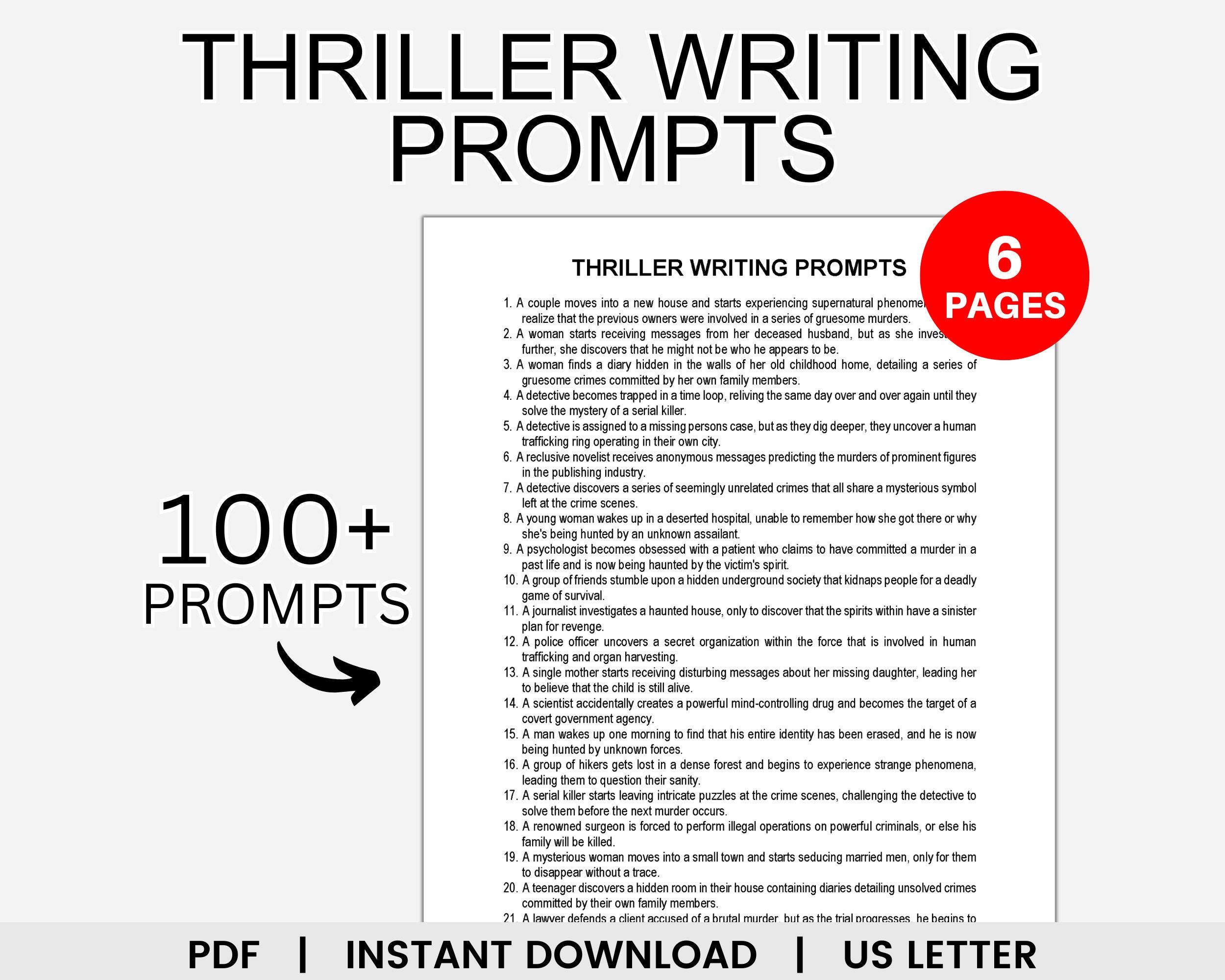 Thriller Writing Prompts, Writing Prompts for Thriller, Psychological ...