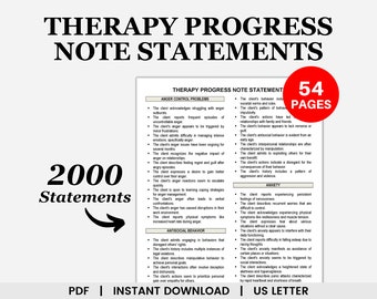 Adolescent Therapy Progress Note Statements, Therapy Progress Notes ...