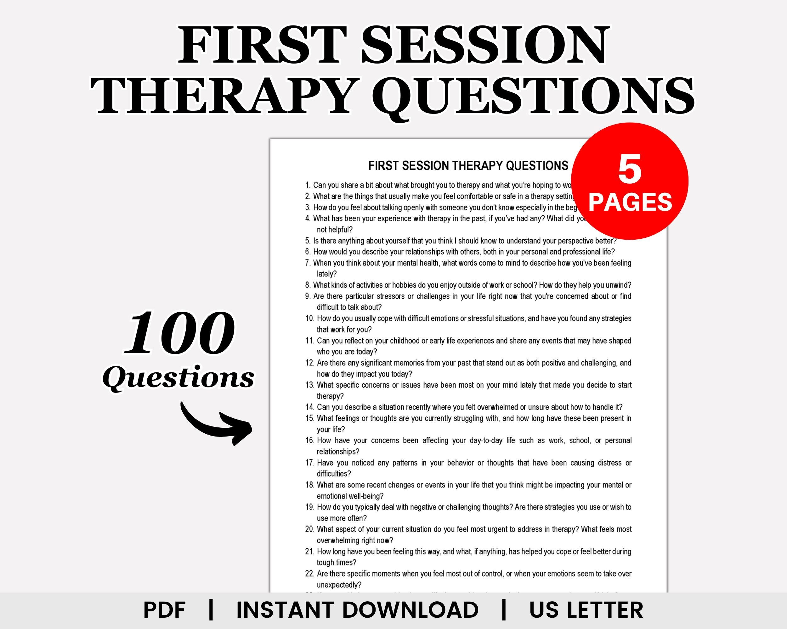 First Session Therapy Questions, Therapy Questions, Counseling ...