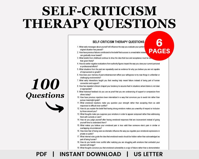 Self Criticism Therapy Questions, Inner Critic, Self Sabotage, Self ...