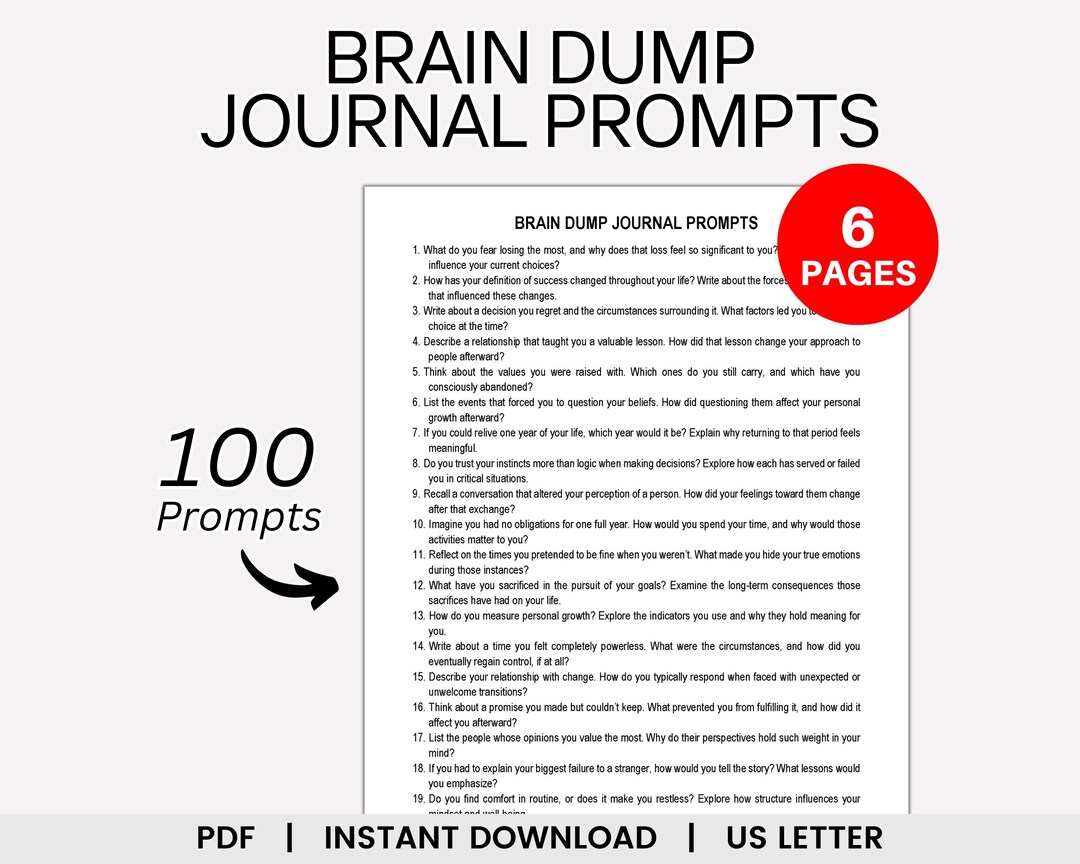 Brain Dump Journal Prompts, Thought Dump, Idea Journal, Mind Map, ADHD ...