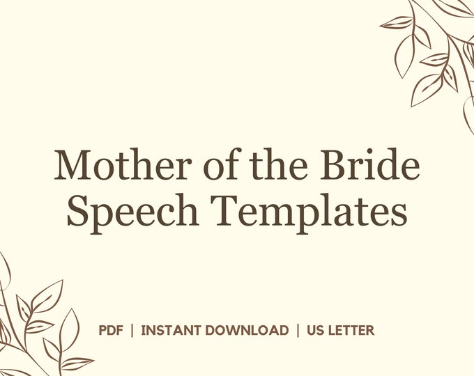 Mother of the Bride Speech Templates Customizable. - Etsy Canada