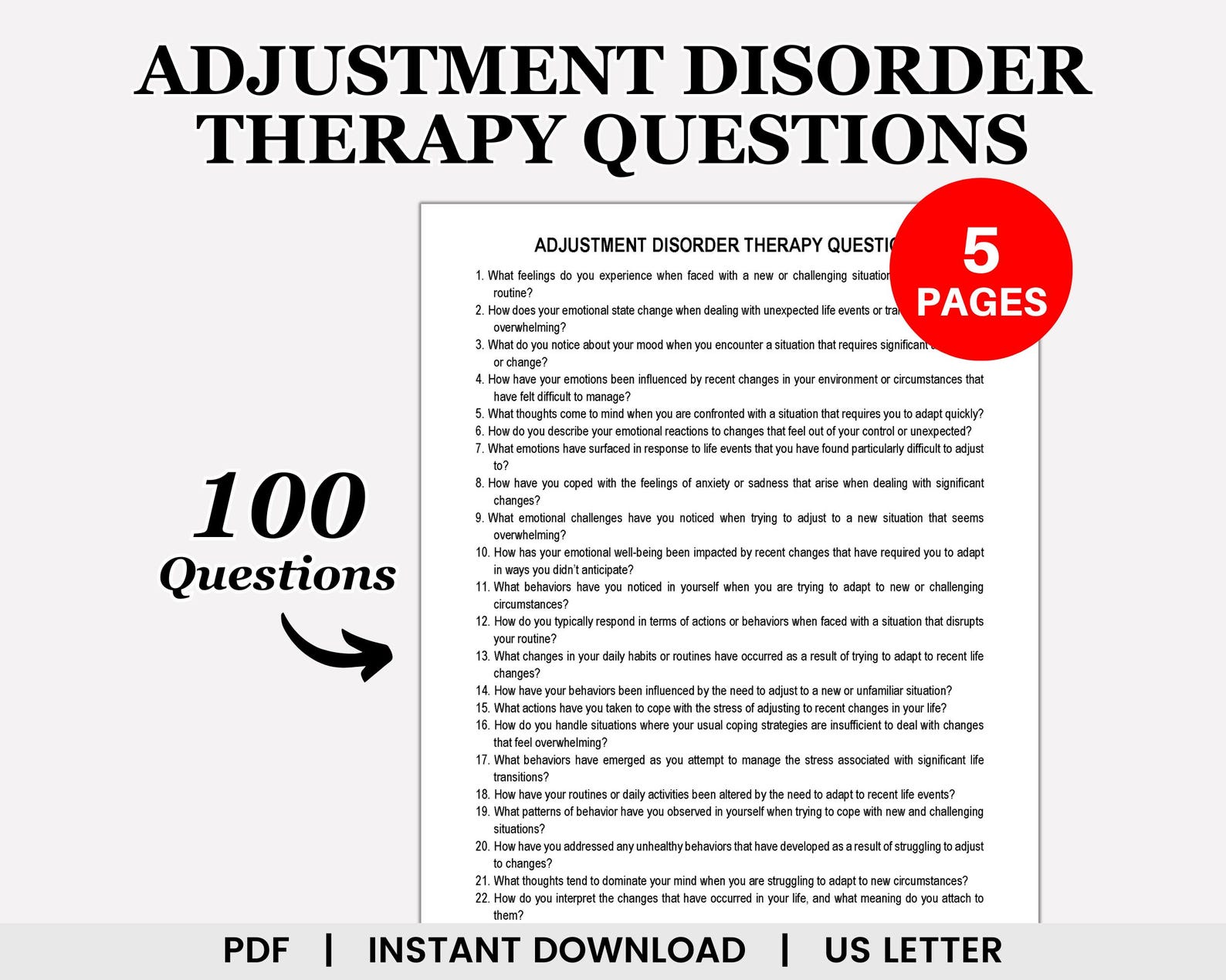 Adjustment Disorder Therapy Questions, Life Transitions, Anxiety ...