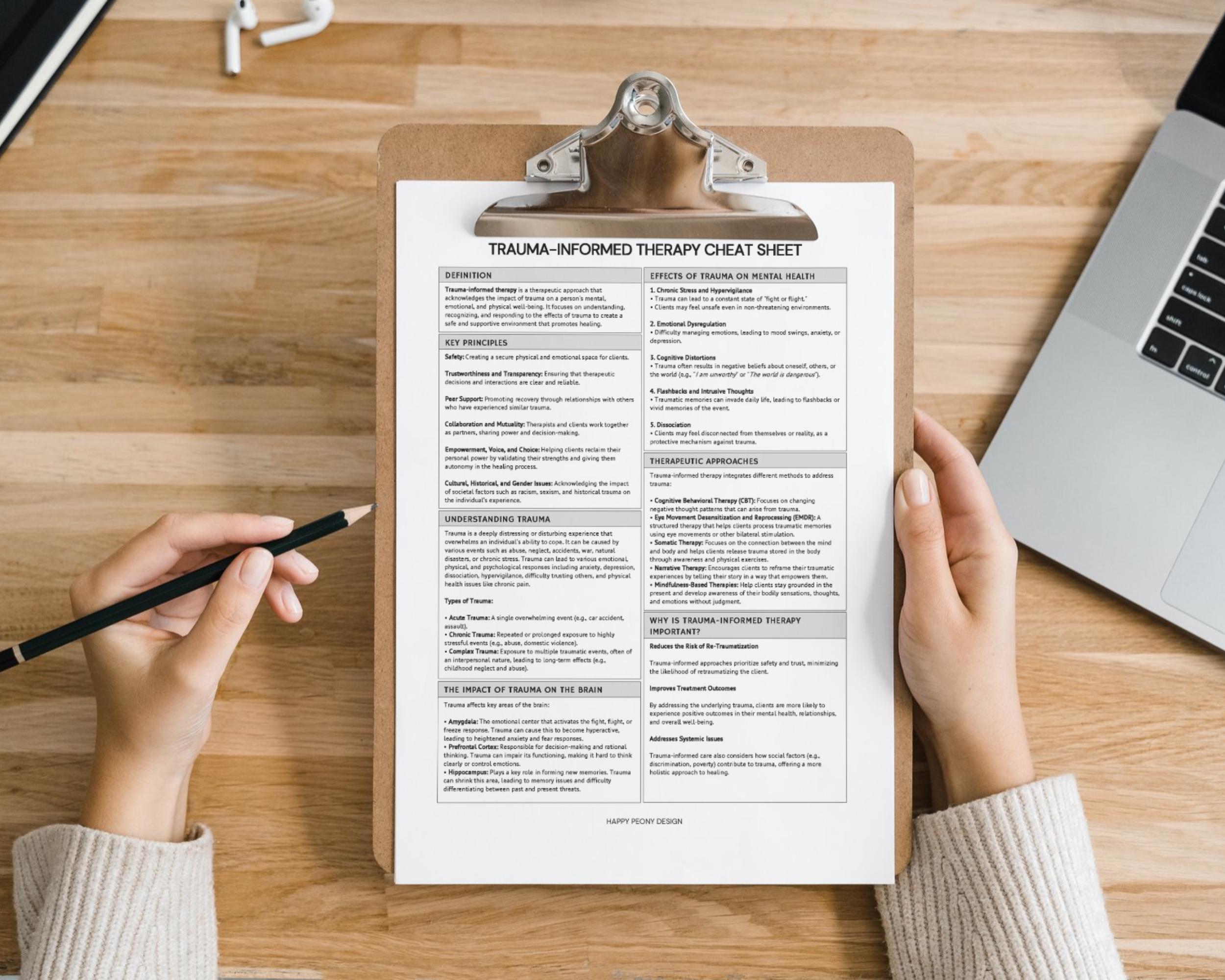 Trauma Informed Therapy Cheat Sheet, Trauma Therapy, Trauma Counseling ...