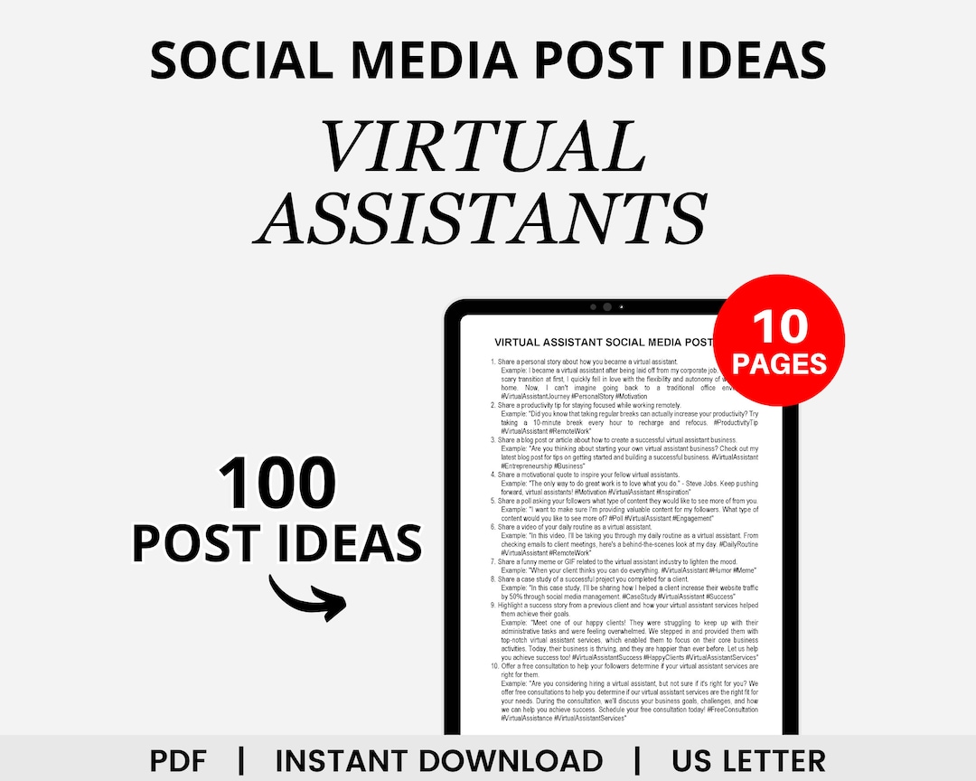 Virtual Assistant Social Media Post Ideas, Virtual Assistant Templates ...