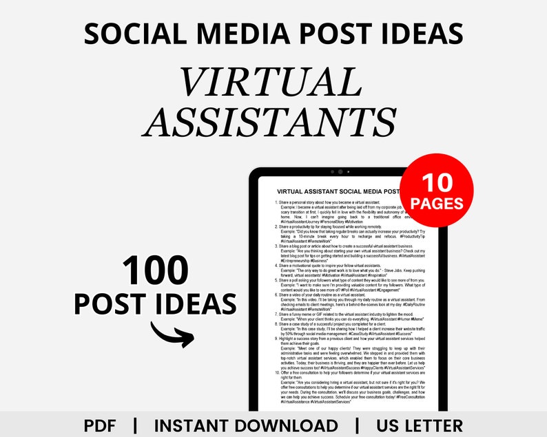Virtual Assistant Social Media Post Ideas, Virtual Assistant Templates ...