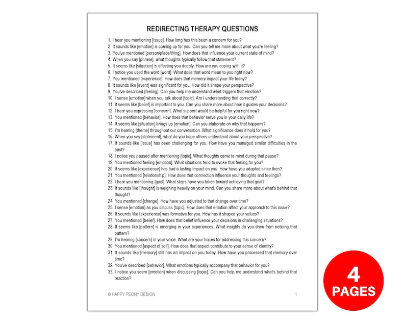 Redirecting Therapy Questions, Conversation Starters, Therapy ...