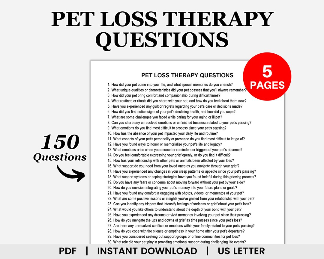 Pet Loss Therapy Questions, Grief Therapy, Pet Loss Support, Pet ...
