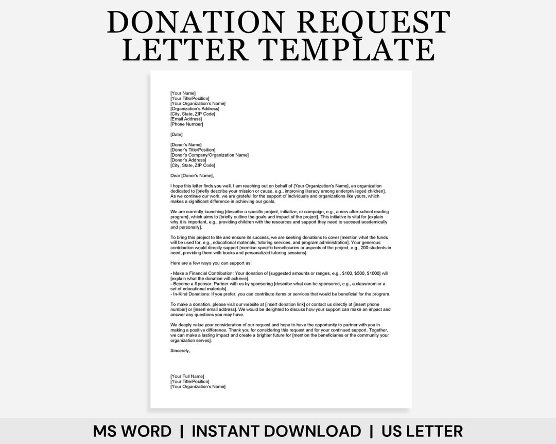Donation Request Letter Template, Donation Letter Template, Donation ...