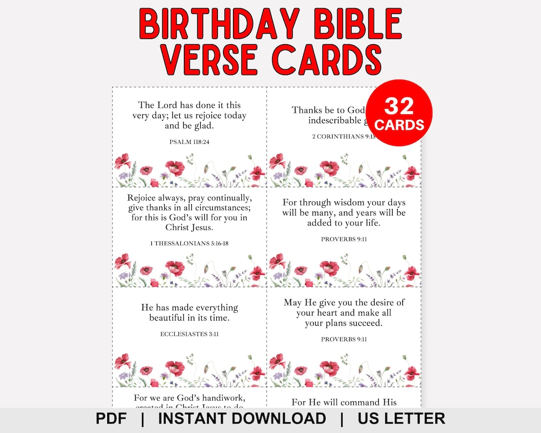 Birthday Bible Verse Cards, Bible Quotes, Scripture Cards, Prayer Cards ...