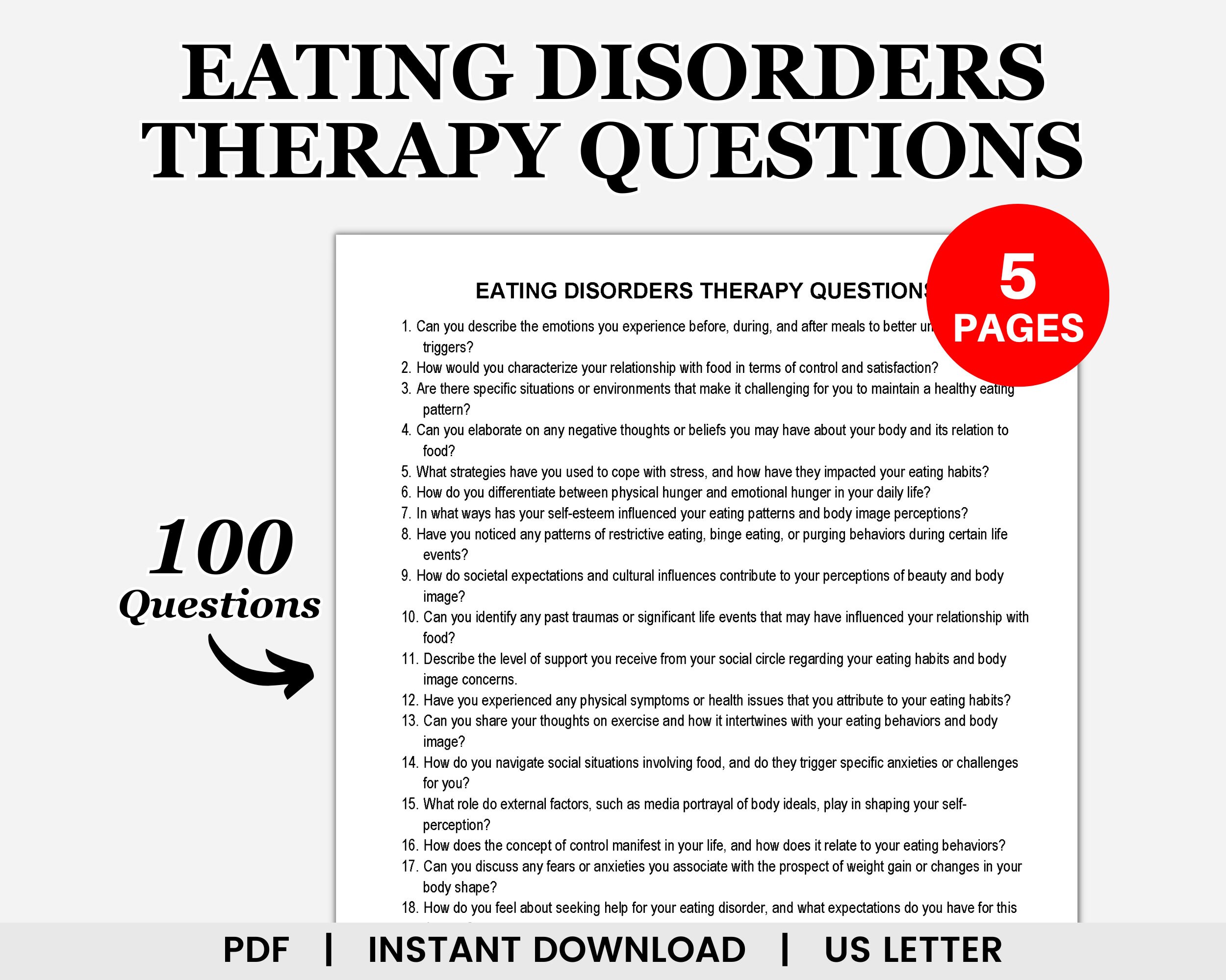 Eating Disorders Therapy Questions, Therapy Questions, Counseling ...