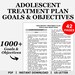 Adolescent Treatment Plan Goals and Objectives, Therapy Goals and ...