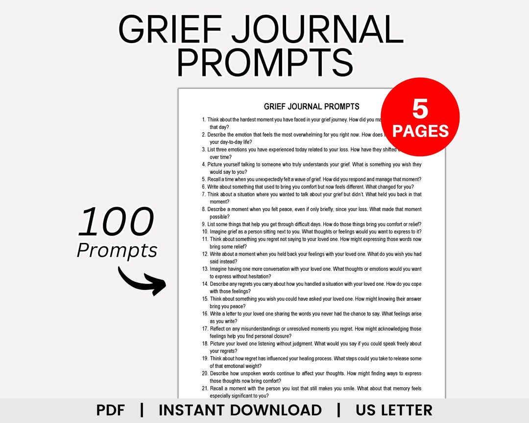 Grief Journal Prompts, Bereavement Journal, Healing Journal, Grief and Loss, Journal Prompts ...