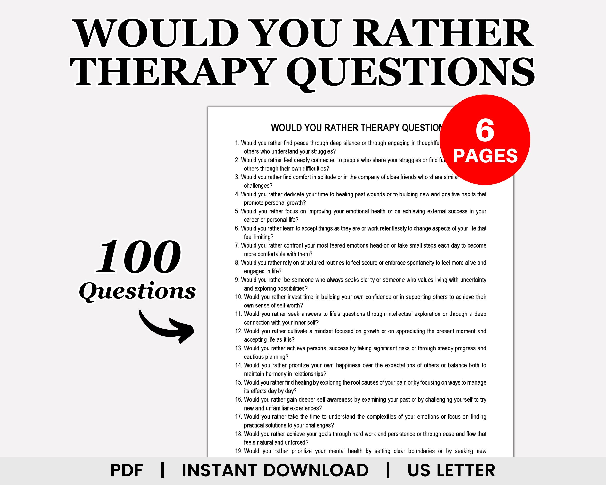 Would You Rather Therapy Questions, Conversation Starters, Icebreaker ...