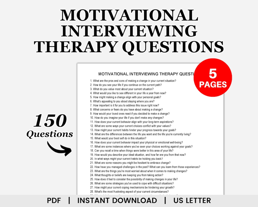 Motivational Interviewing Therapy Questions, Counseling Questions ...
