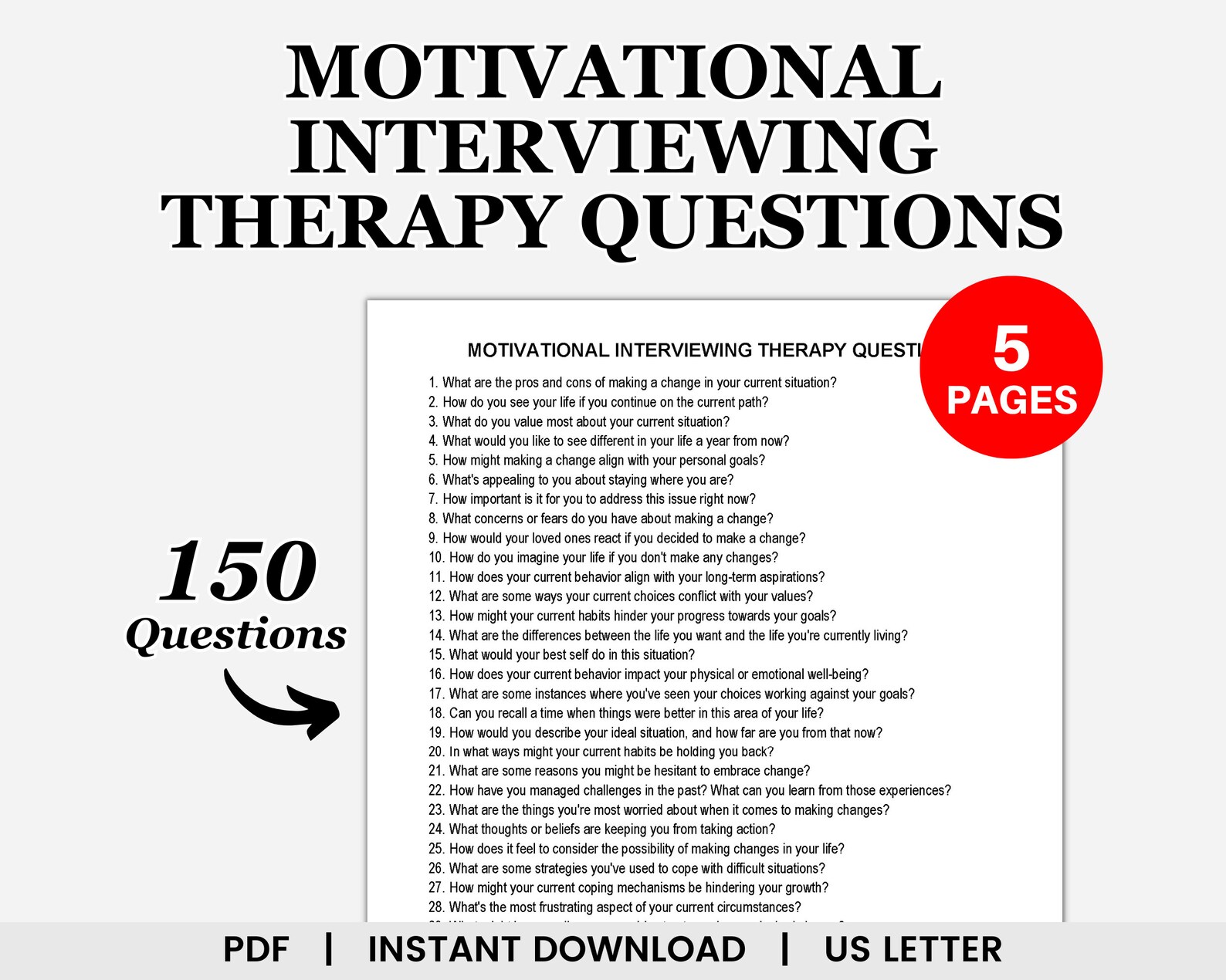 Motivational Interviewing Therapy Questions, Counseling Questions ...