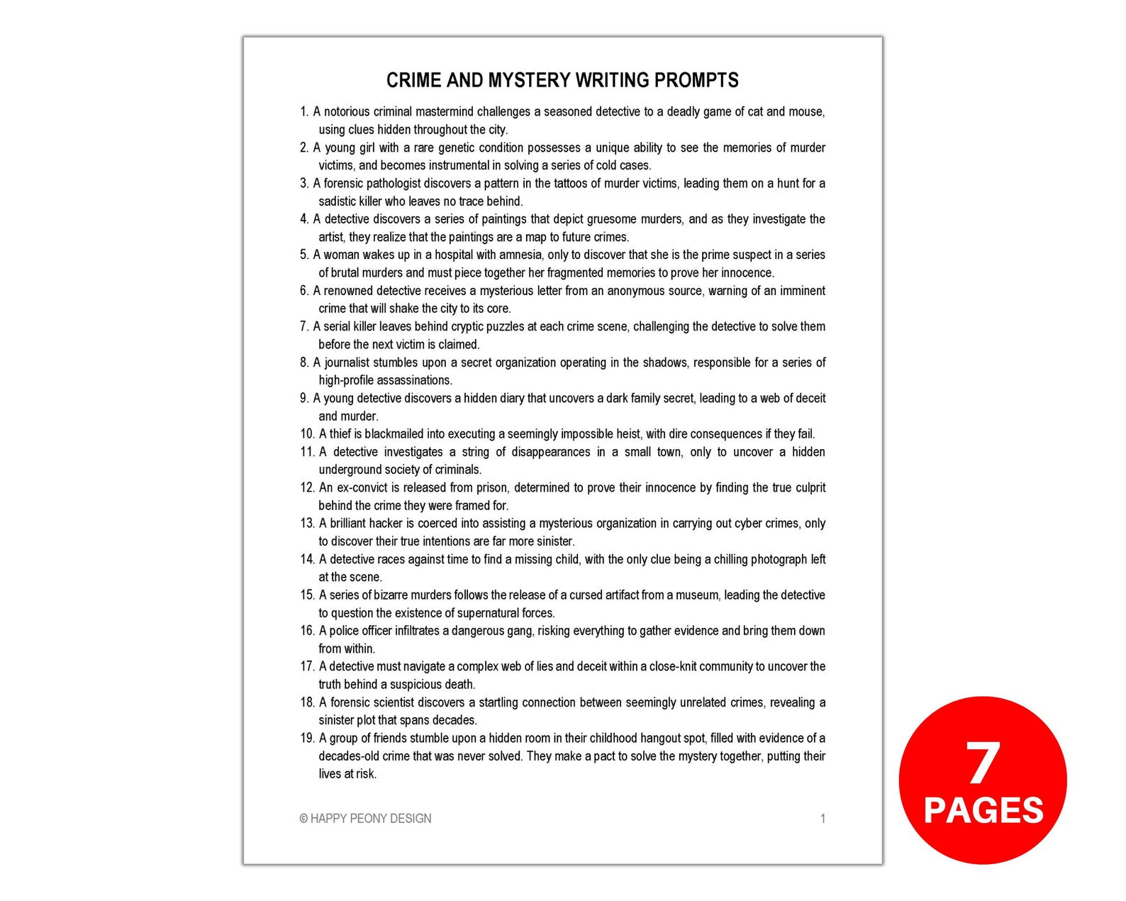 Crime and Mystery Writing Prompts, Writing Prompts for Crime and ...