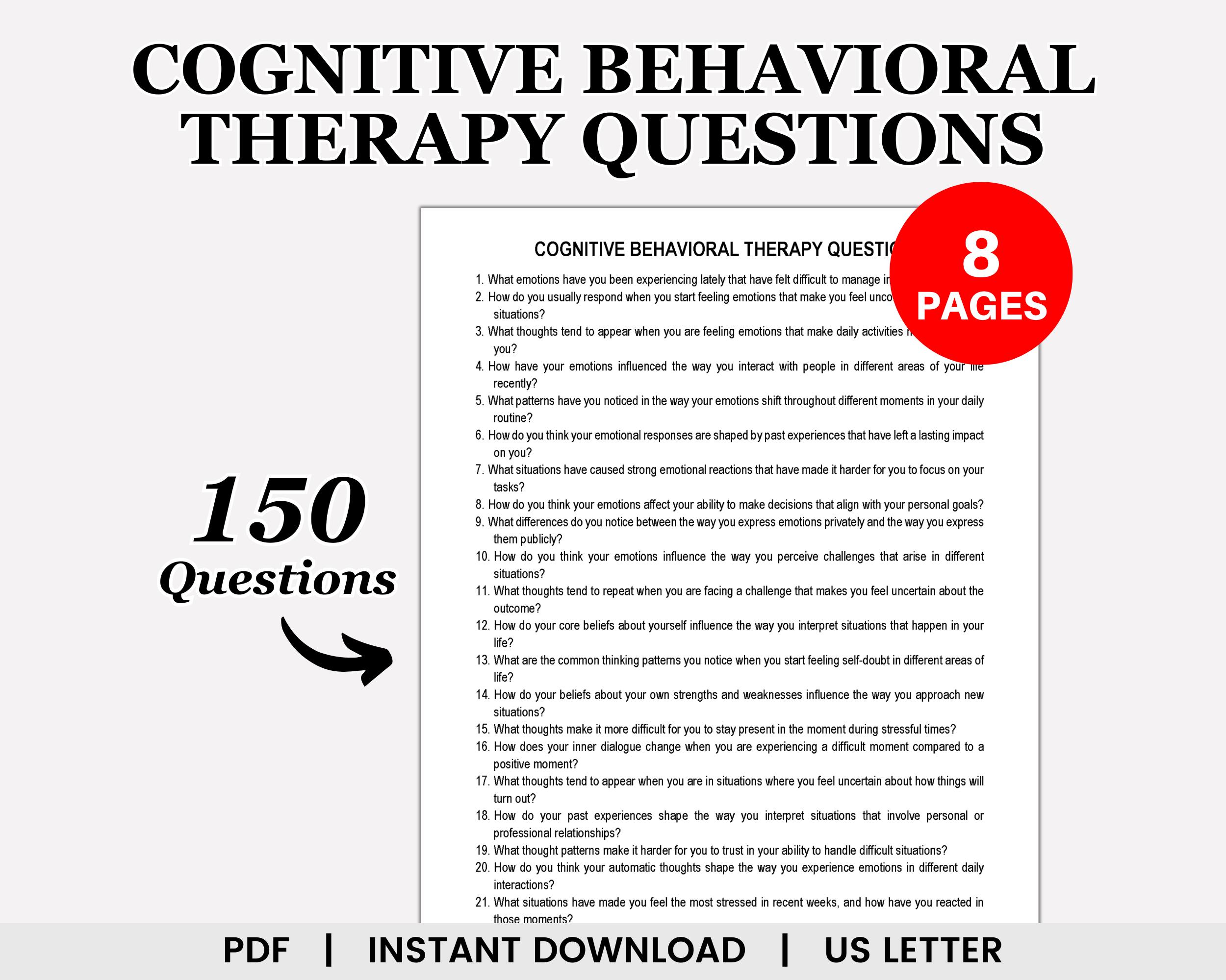 Cognitive Behavioral Therapy Questions, Cognitive Therapy, CBT Therapy ...