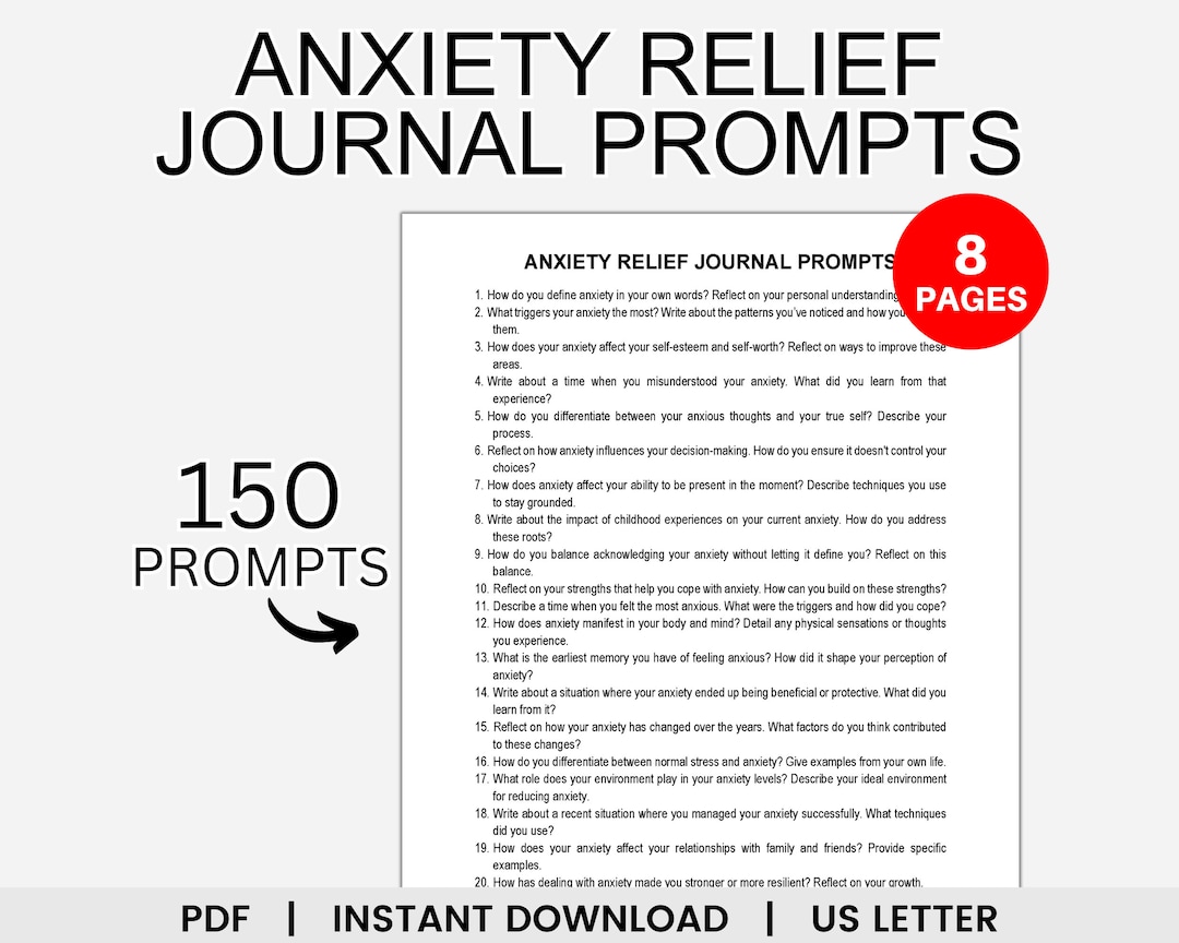 Anxiety Relief Journal Prompts, Journal Prompts for Anxiety Relief ...