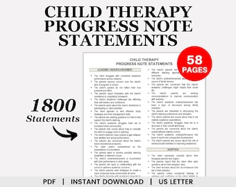 Adolescent Therapy Progress Note Statements, Progress Notes, Therapy ...