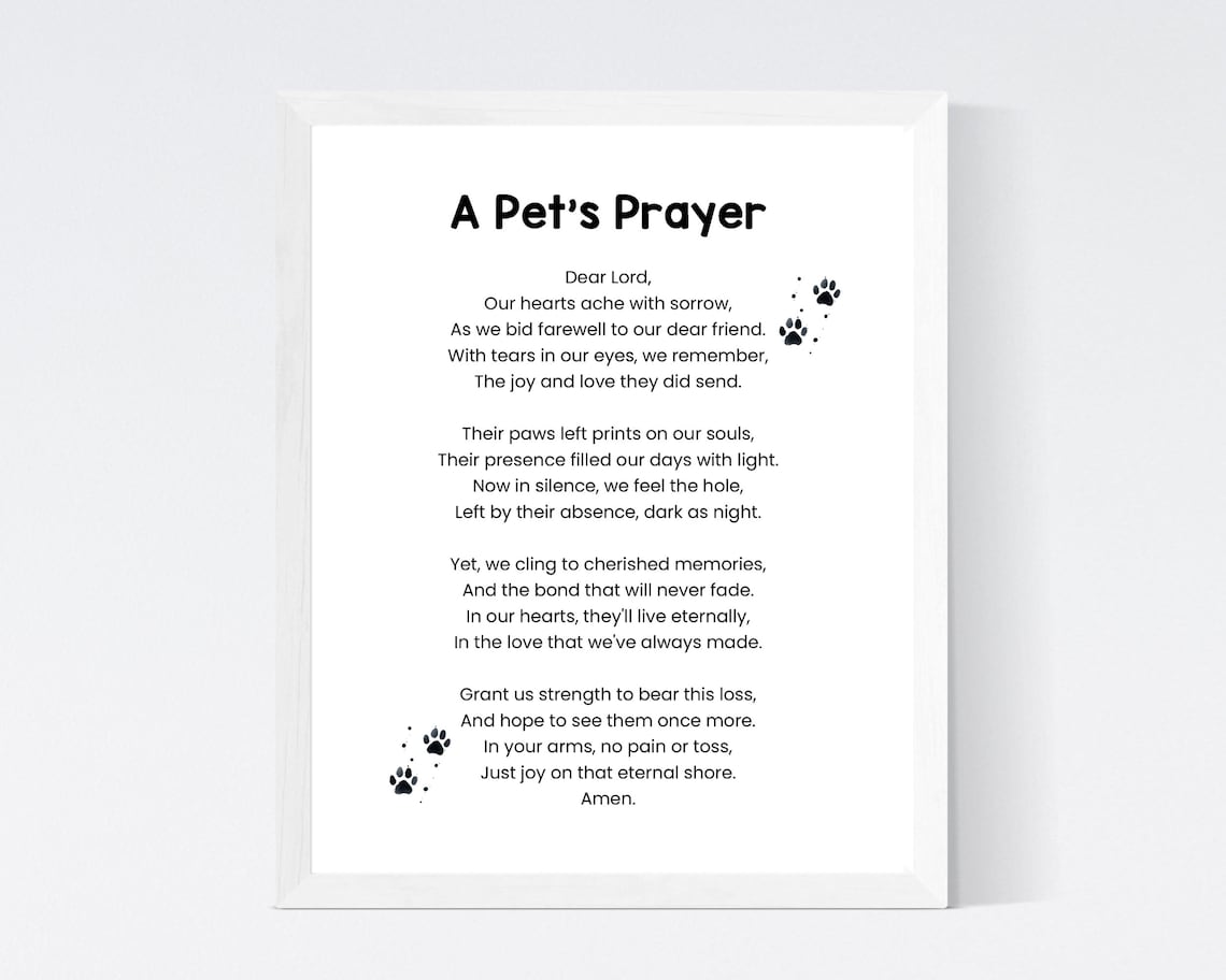 A Pet's Prayer Wall Art, Pet Loss Gift, Pet Memorial Gift, Pet Sympathy ...