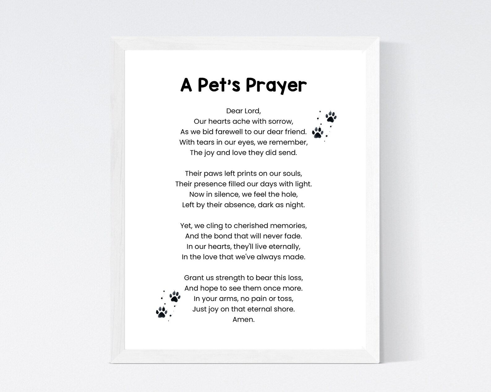 A Pet's Prayer Wall Art, Pet Loss Gift, Pet Memorial Gift, Pet Sympathy ...