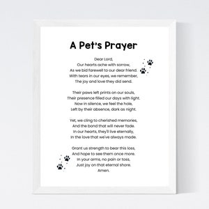 A Pet's Prayer Wall Art, Pet Loss Gift, Pet Memorial Gift, Pet Sympathy ...