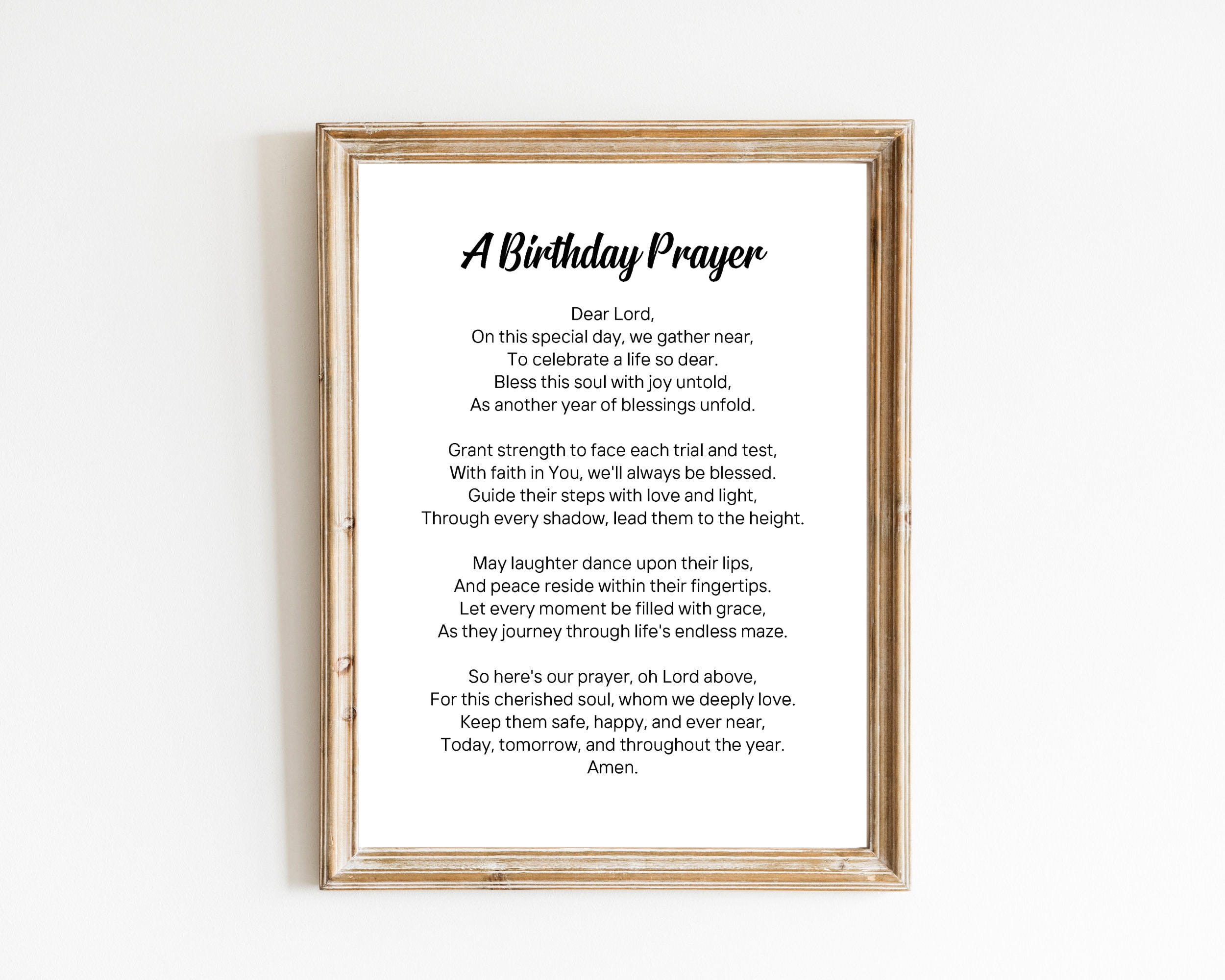 A Birthday Prayer Wall Art, Birthday Wall Art, Prayer Gift, Christian ...