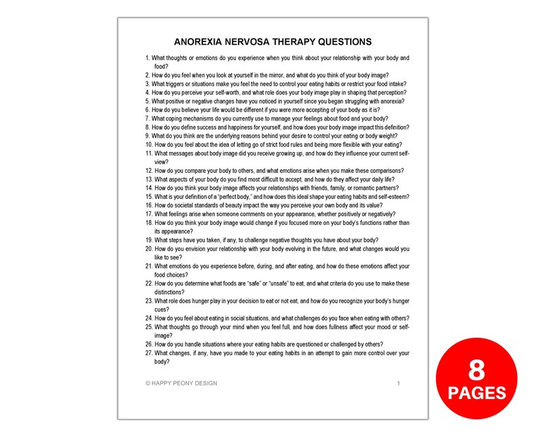 Anorexia Nervosa Therapy Questions, Anorexia Disorder, Eating Disorders ...