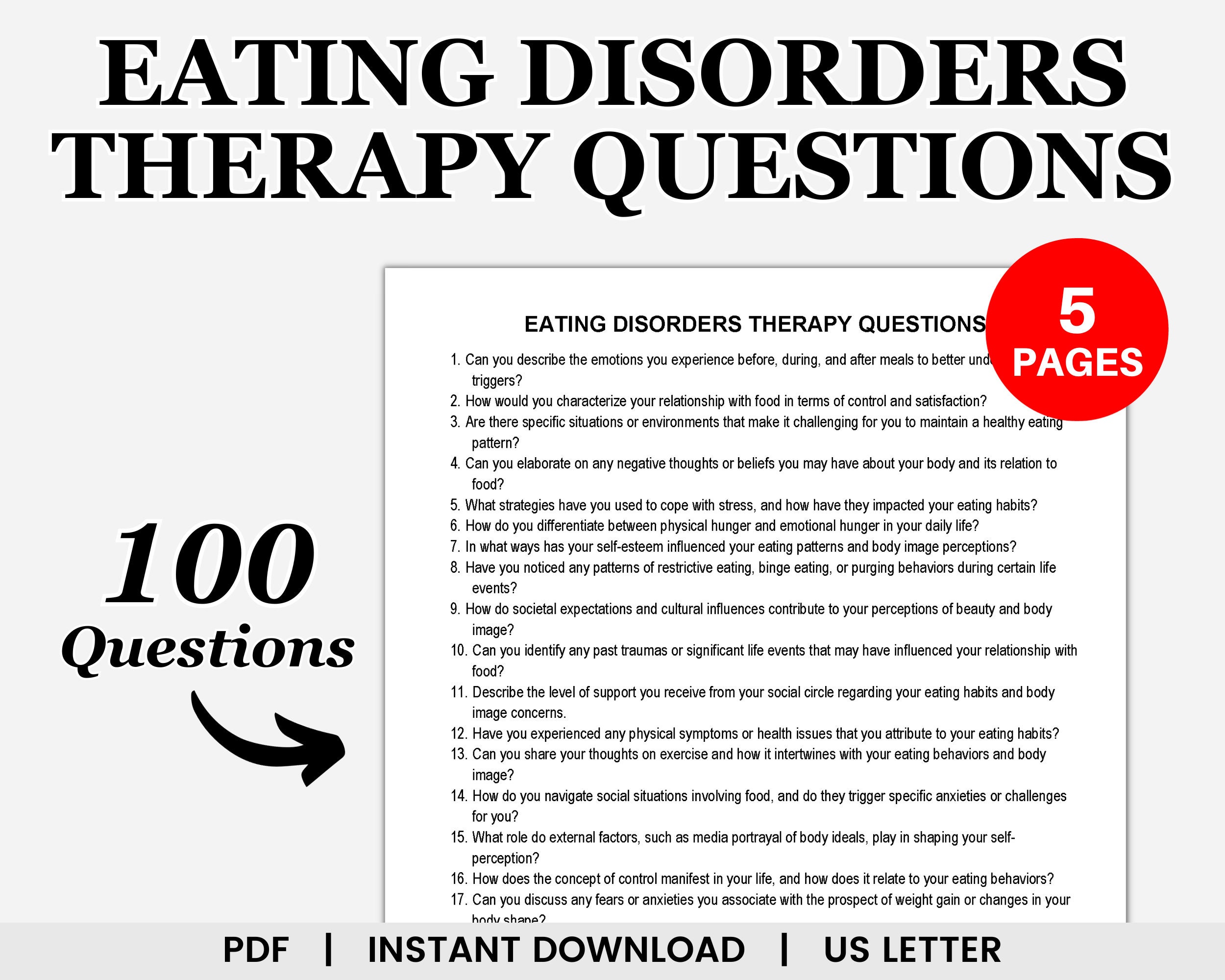 Eating Disorders Therapy Questions, Therapy Questions, Counseling ...