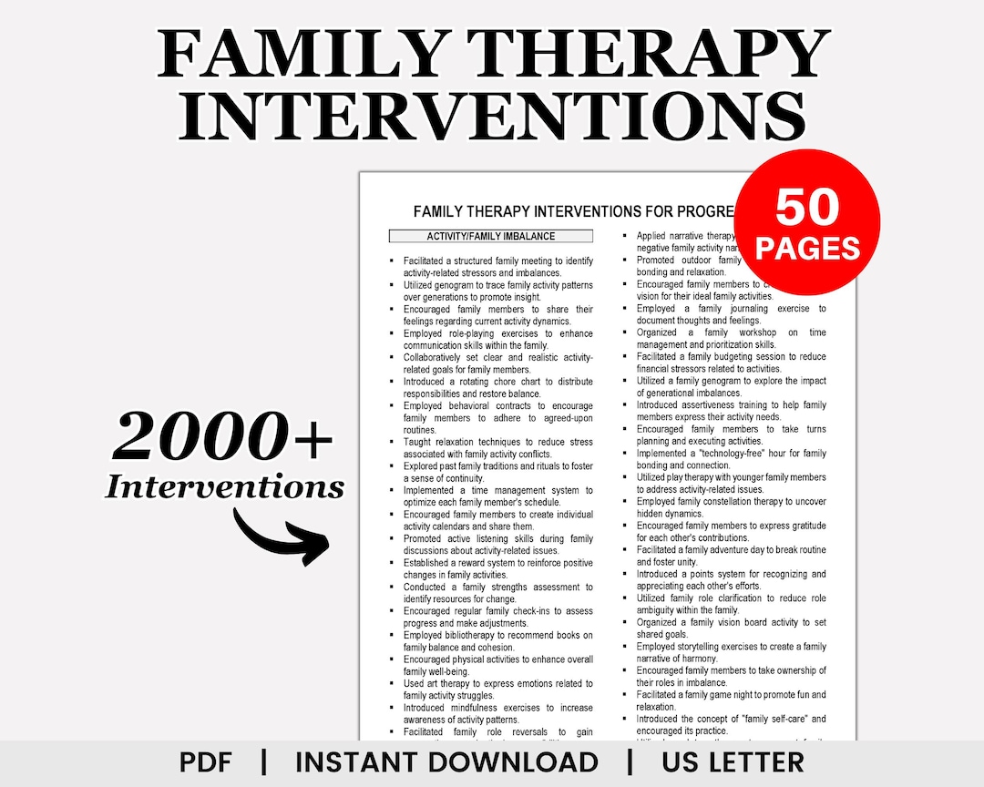 Family Therapy Interventions for Progress Notes, Therapeutic ...