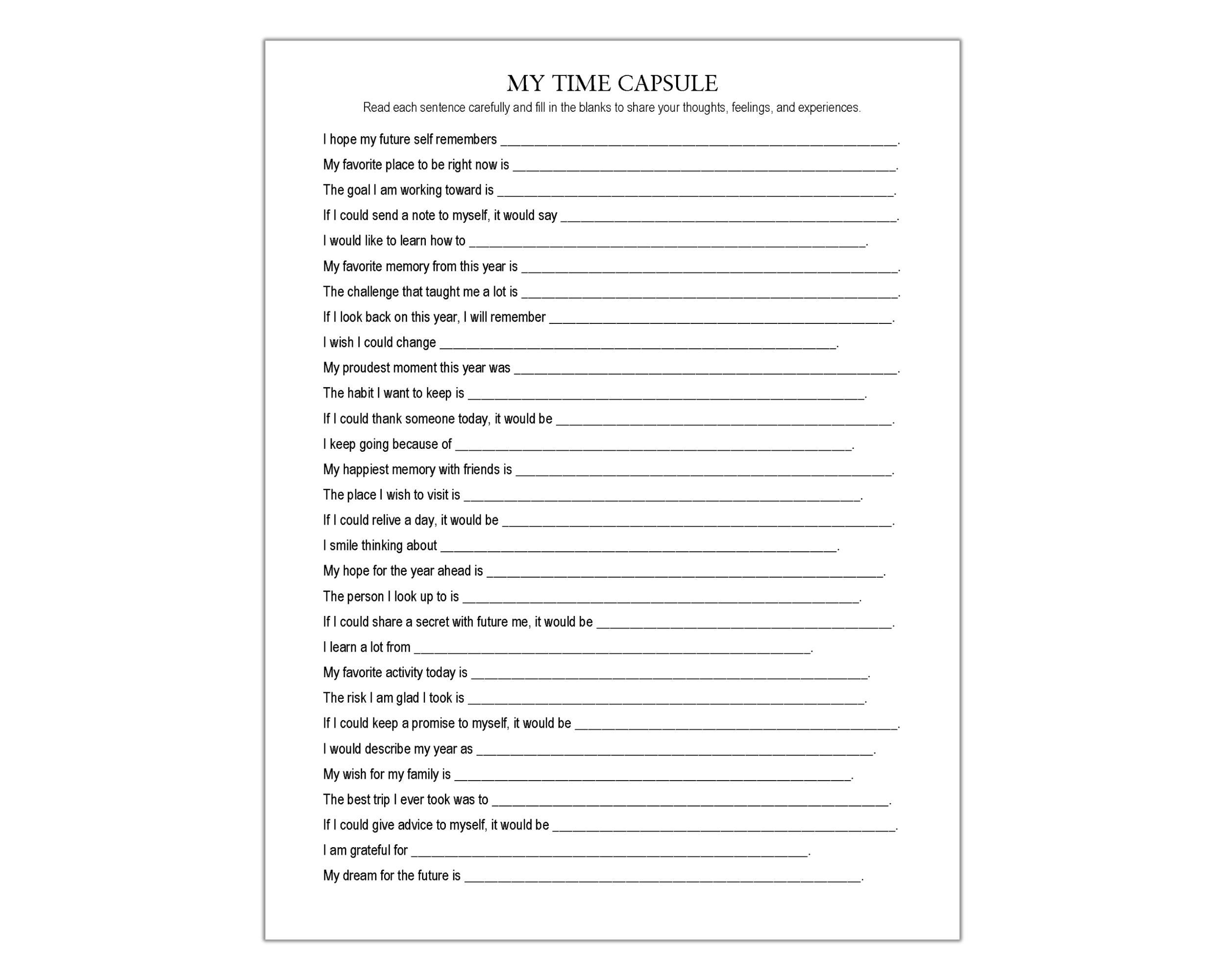 My Time Capsule Worksheet, All About Me, Letter to My Future Self ...